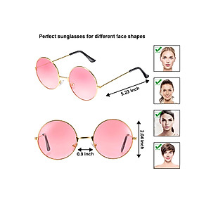 Blulu 10 Pairs John Hippie Sunglasses Retro Round 60's Style Circle Sunglasses Eyewear for Men Women Costumes Parties Gifts(Gold Frame)