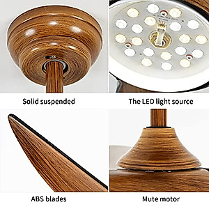 ARONKID 52 Inch Wave Design Ceiling Fan with Lights, Indoor and Outdoor Ceiling Fans with Remote,Dimmable (3000K-6000K), 3 Plywood Blades,Reversible,Walnut