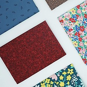 Master FAB -100% Cotton Fabric by The Yard for Sewing DIY Crafting Fashion Design Printed Floral(Spring Flowers Red)