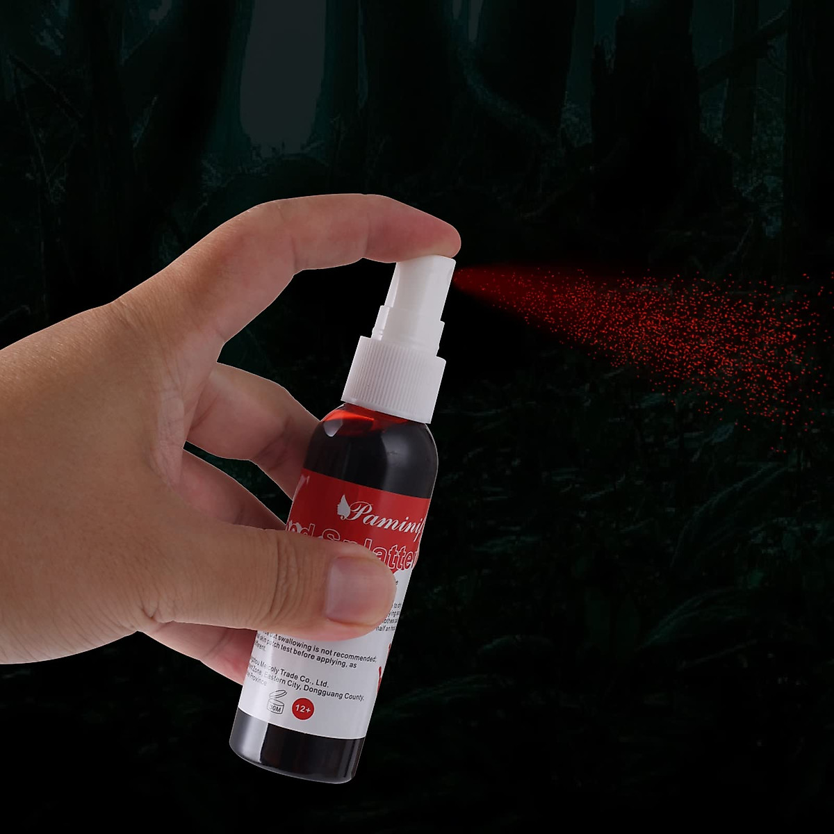 Paminify 2.1oz Fake Blood Spray, Blood Splatter, Halloween Liquid Blood for Clothes, Zombie, Vampire and Monster SFX Makeup & Theater,Dark