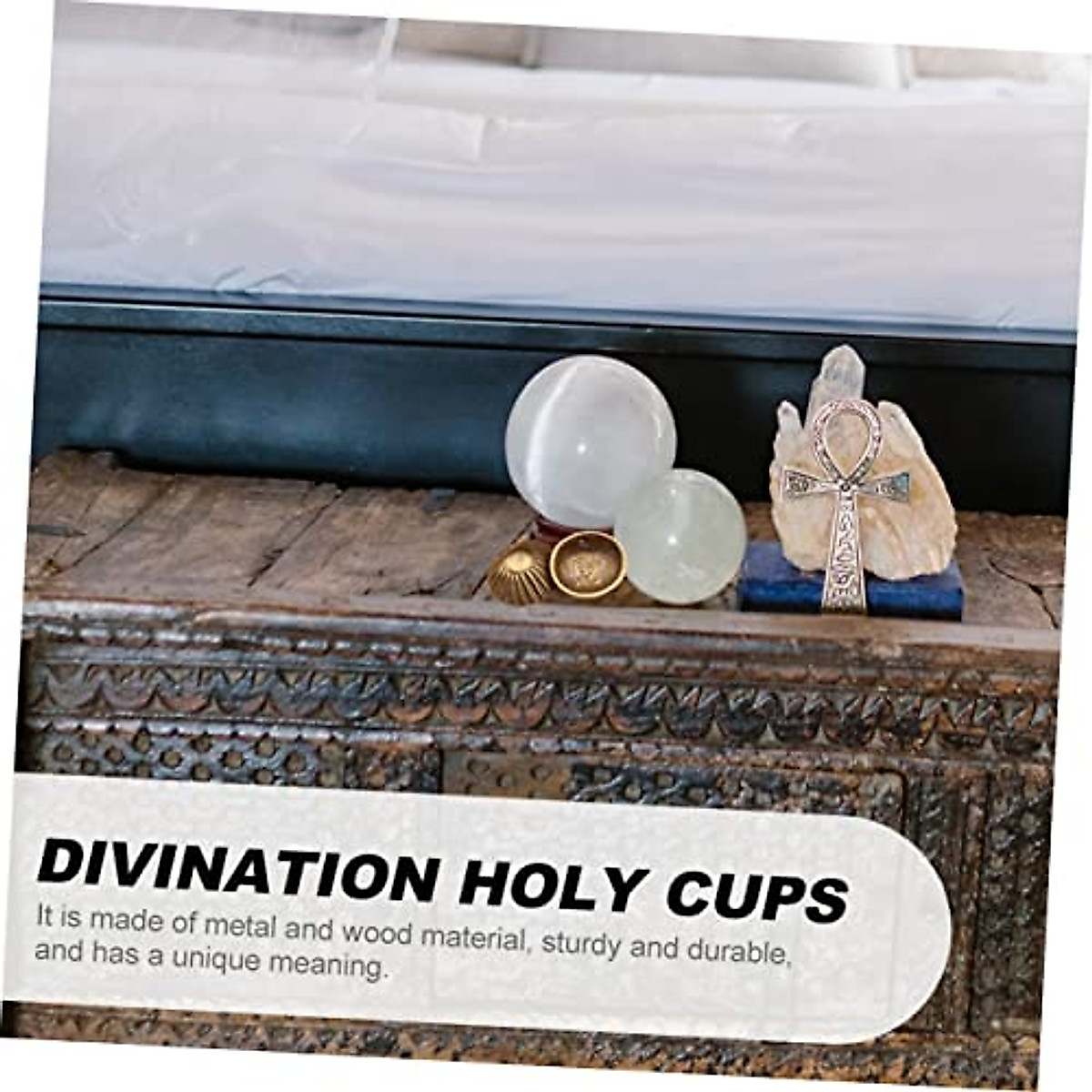 Vaguelly 2 Pairs taoist supplies tibetan buddhist cup chinese taoist cups Divination Tool Buddhist Product Holy Cups sculpture