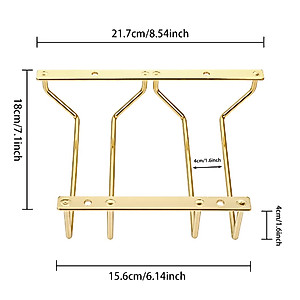 Dianoo 18cm Gold Wine Glass Rack, 2-3 Rows, Sturdy Iron, Elegant Gold, Easy Installation
