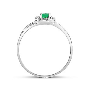 Direct-Jewelry 10k White Gold Oval Emerald And Diamond Ring (Size 4.5)