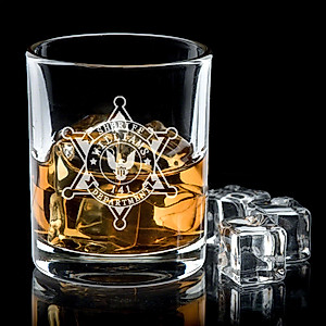 HomeWetBar Sheriff Badge Personalized Rocks Glass for Law Enforcement