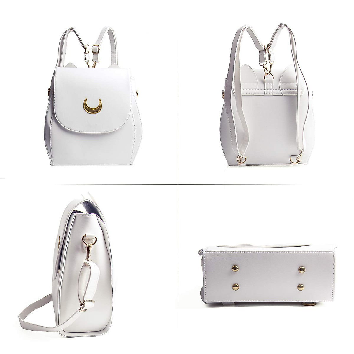 Oweisong Women Moon Sailor Purses and Handbags Cute Cat Anime Backpack Fashion Sparkling Satchel Tote Shoulder Bag