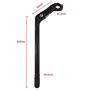 Bike Quill Stem Adjutsable Long Bike Stem Aluminum Alloy Bike Handlebar Riser Extension Gooseneck Stem 25.4mm*25.4mm*340mm，25.4mm*22.2mm*340mm Black for MTB Road Bikes