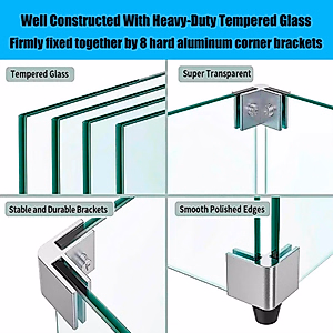 DONSIQIZZ Fire Pit Glass Wind Guard Rectangular 23.5" x 7.5" x 6.5", Glass Table Top Firepit Clear Tempered Glass Flame Guard, Rectangle Tabletop Fire Pit Glass Shield for Propane, Gas, Outdoor