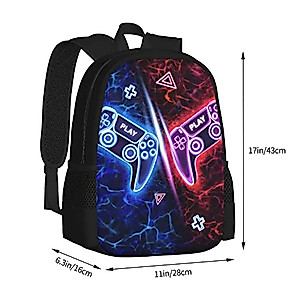 Vbadag Abstract Ice Flame Video Gamepad Weapon Backpack Schoolbag Computer Bag High-Capacity Book Bag Casual Travel Hiking Camping Daypack for Teens/Boy/Girl/Man/Woman, 17 Inch