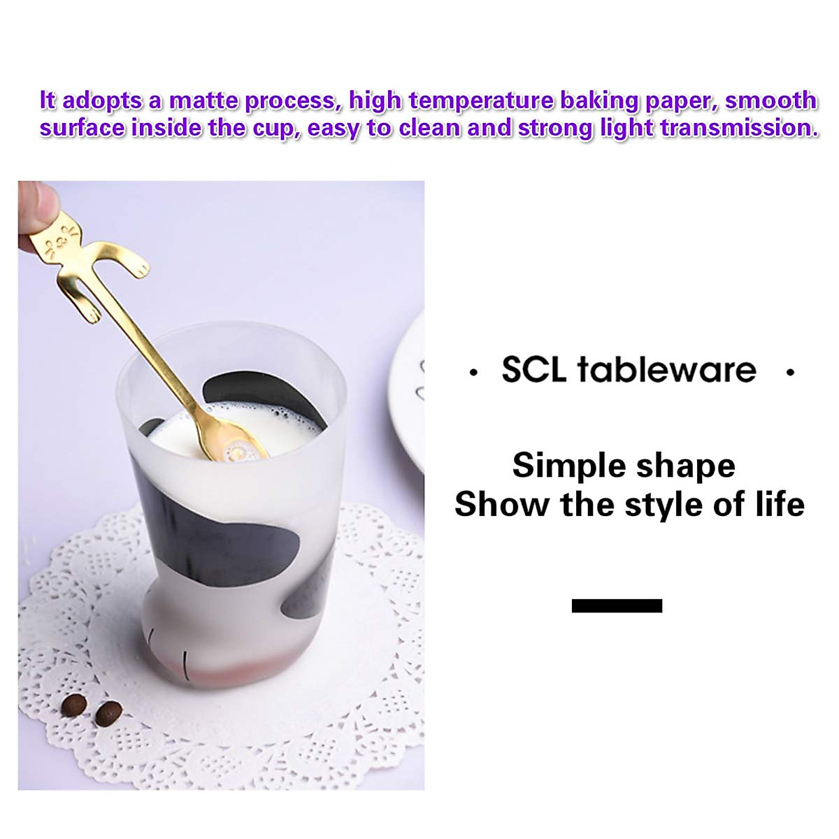 Hyzone Cat Claw Glass, Beer or Drink Cup, Milk, Juice, Frosting Process (Stripe)