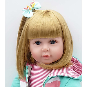 Pedolltree Lovely Handmade Soft Silicone Reborn Toddler Girl Dolls Golden Hair 24 Inch 60cm Realistic Looking Newborn Vinyl Dolls Toddler Toy for Kid Xmas Gift