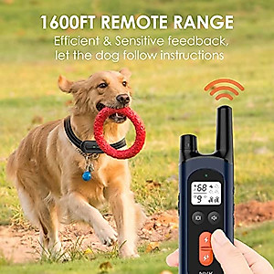 NVK Shock Collar, Dog Training Collar with Remote for Medium Large Dogs, Rechargeable Dog Shock Collar with Shock, Vibration, Beeps Modes, IPX7 Waterproof, Range up to 1600Ft