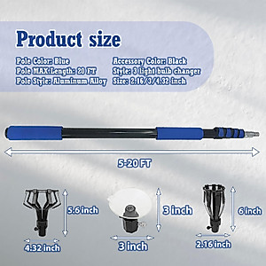 Light Bulb Changer Light Bulb Extension Pole 20FT [26ft Reach] - Light Bulb Changer for High Ceilings with Pole with Baskets and Suction Cup for High Ceilings and Recessed Lights