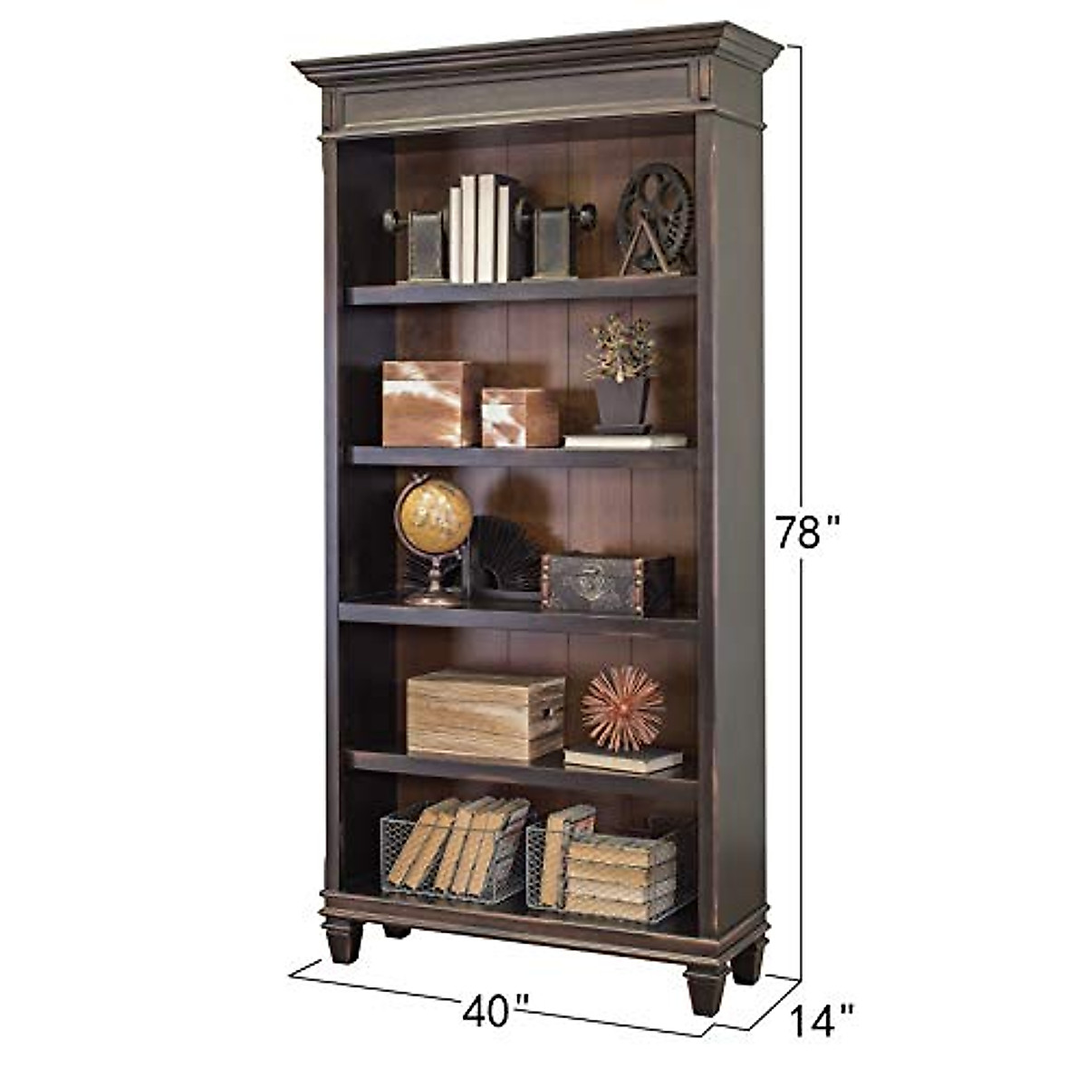 Martin Furniture Hartford Open Wood Bookcase, Storage Cabinet, Office Shelves, Brown (IMHF4078)