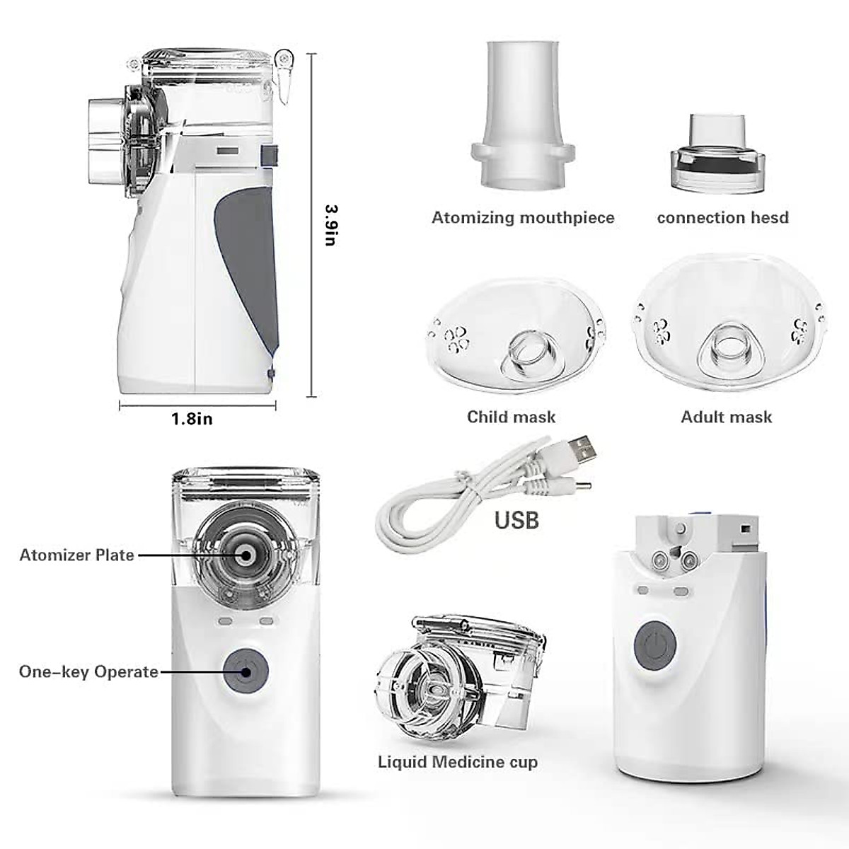 Portable Handheld Nebulizer Machine for Kids & Adults, Home Use