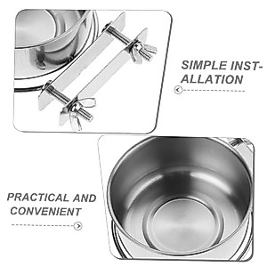 Sosoport Wall Mounted Dog Bowl Dog Bowls with Clamp Holder Small Cat Dishes Bird Feeder Cage Hanging Pet Bowl Puppy Water Bowl Hanging Cage Dog Bowls Kennel Bowls Silver Stainless Steel