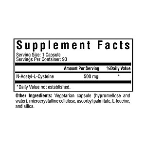NAC | 500 mg N-Acetyl-L-Cysteine | Powerful Detoxifying Action| 90 Easy-To-Swallow Capsules | Free of Common Allergens | Seeking Health