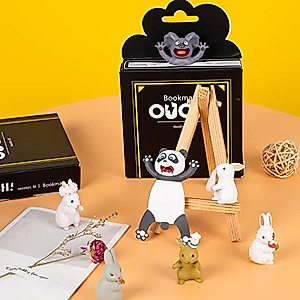 Whaline 3D Cartoon Animal Bookmark 2 Pieces Squashed Land Animals Bookmark Wacky Bookmark Palz, Cute Book Mark Panda Koala Cute Reading Bookmark Back to School Gift for Students