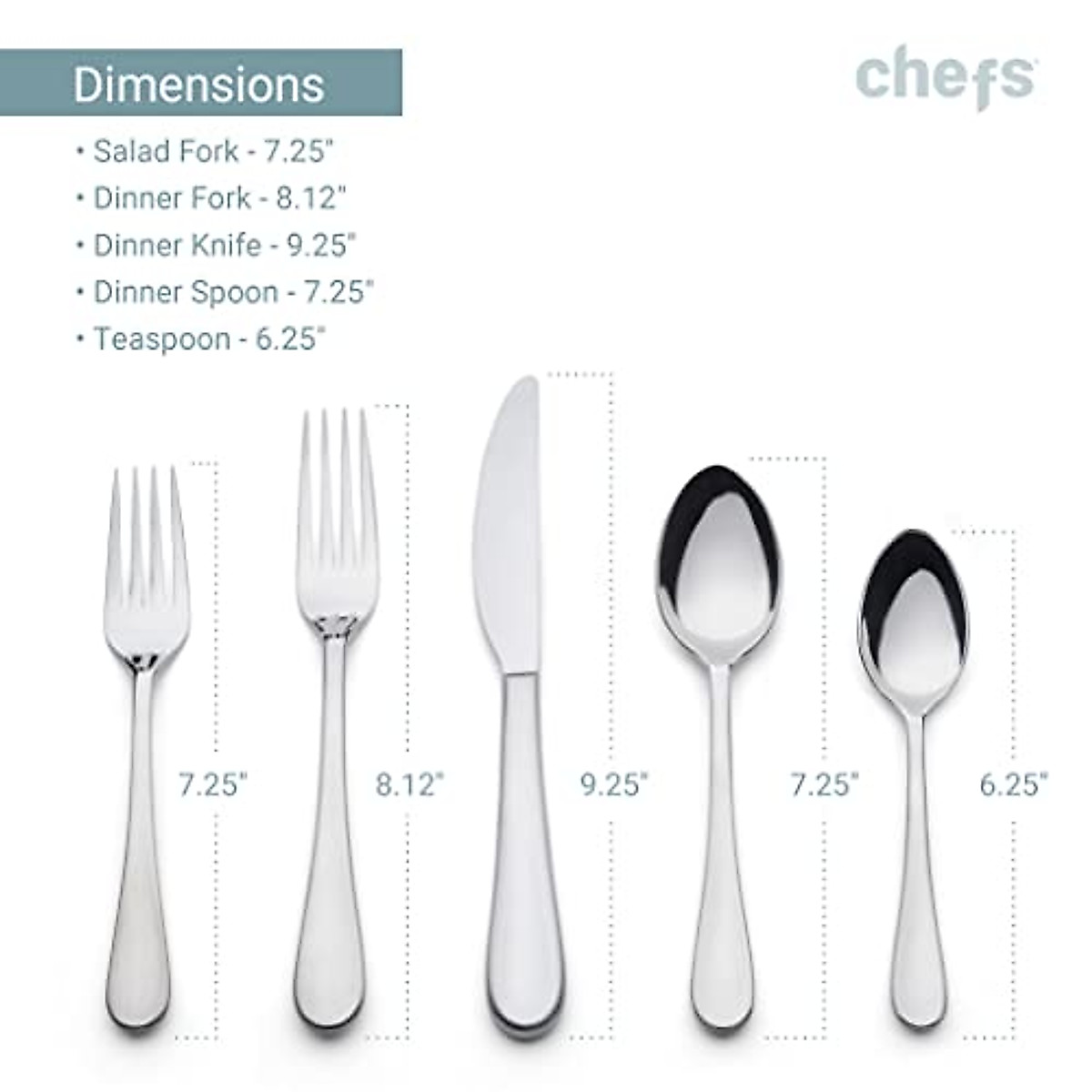 Chefs 18/10 Stainless Steel 44pc Flatware Set, Service for 8, Mesa Satin
