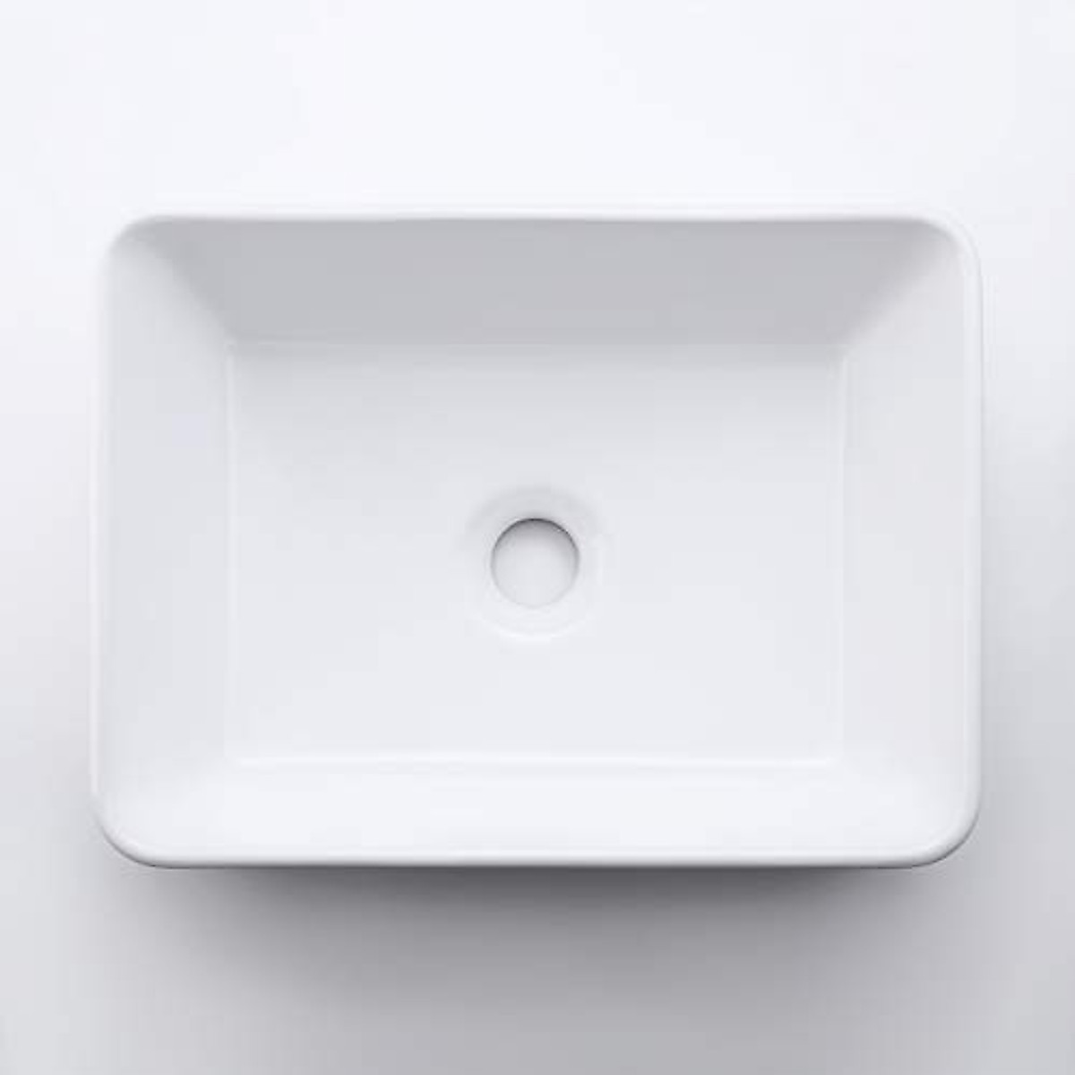 KES Rectangle Vessel Sink 16"X12" White Bathroom Sink Above Counter Porcelain Ceramic Small Sink Bowl, BVS110S40