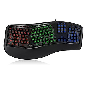 Adesso Tru-Form 150 3-Color Illuminated USB Ergonomic Keyboard AKB-150EB