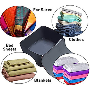 Storite Nylon Big Underbed Storage Bag Moisture Proof Cloth Organiser with Zippered Closure and Handle(BlackRed, 54x46x28cm) Rectangular (1 Pack)