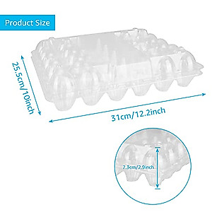 DAJAVE Plastic Egg Cartons Bulk, 20 Pack Clear Plastic Egg Carton Holds Up to 30 Eggs, Reusable Plastic Egg Holder for Family, Pasture, Farm Markets Display(Large)