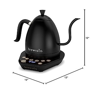 Brewista Artisan Electric Gooseneck Kettle, Water Boiler with LCD Panel, Precise Temperature Control, Fast Boiling and Keep Warm Settings for Pour-Over Coffee & Tea, Café, 1 Liter (All Black)
