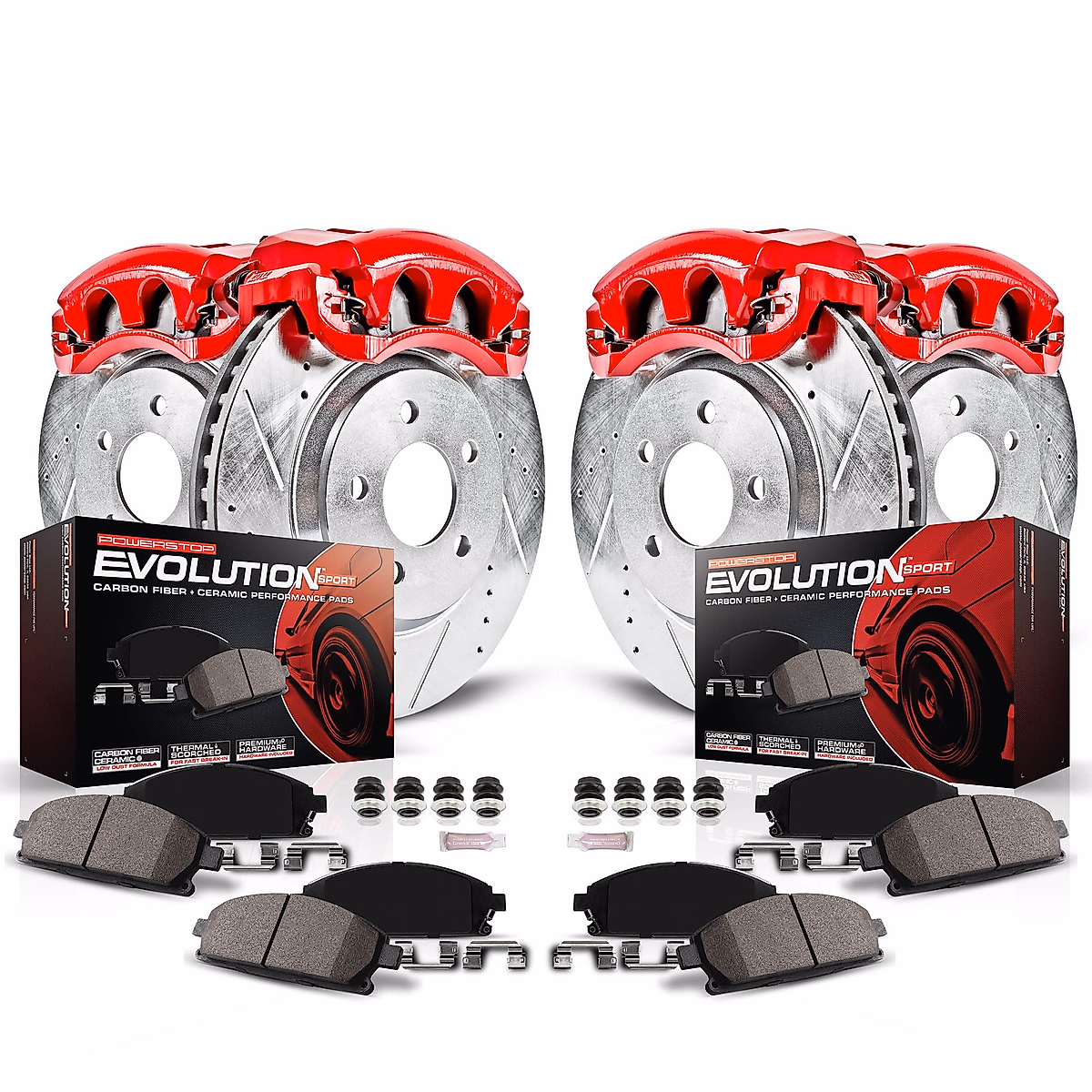 Power Stop KC1934 Z23 Evolution Front and Rear Brake Caliper Kit- Brake Rotors, Brake Pads, Brake Calipers