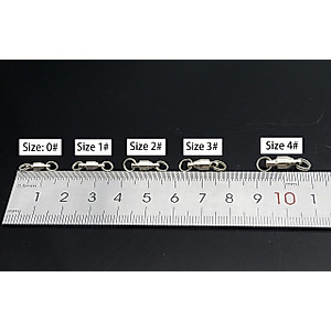 HTHYLURE 100 Pcs Ball Bearing Swivel with 2 Split Rings Fishing Snap Swivels Heavy Duty Connector High Strength Copper Stainless Steel Durability Solid Welded Rings Barrel Size 0#-4#