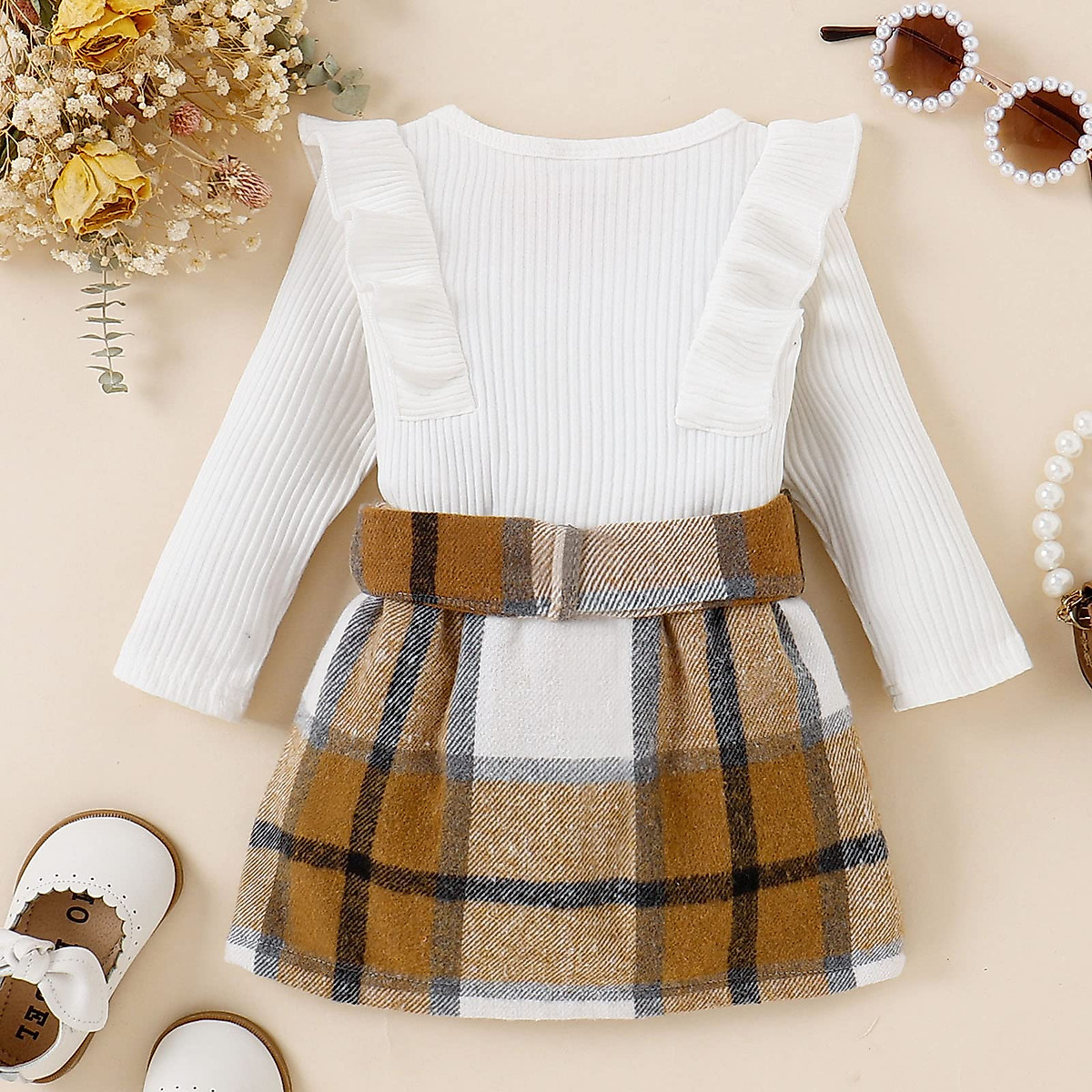 TBUIALL Prime Today Deals Outfits para Bebe Nina Ripped Baby Leggings 1 Year Old Boy Clothes Fall Girls Clothes 6 Months First Christmas Outfit Clothes (Yellow, 6-9 Months)