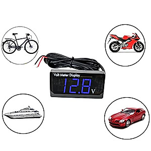 MEETOOT LED Digital Display Voltmeter Blue DC 12V Waterproof LED Digital Display Voltmeter for Car Battery Voltage Monitor
