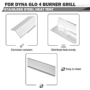70-02-411 Heat Plates Replacement for Dyna Glo Grill Replacement Parts DGH474CRP DGX440SGP DGH474CRP-D 4 / 5 Burner Grill Parts DGH485CRP DGH485CRP-D DGF481CRP Stainless Steel Heat Shield Heat Tents