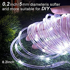 POTIVE 2 Pack Solar Rope Lights, 33 Ft 100 LED Solar Rope Lights Outdoor Waterproof, 8 Modes Solar String Lights for Patio Pool Garden Wedding Fence Walkway Christmas Decor (White)