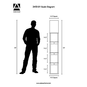 Adesso 3450-01 Murray Three Drawer Shelf Lamp, 72 in., 150W Incandescent/ 150W CFL, Black PVC Veneer on MDF, 1 Floor Lamp