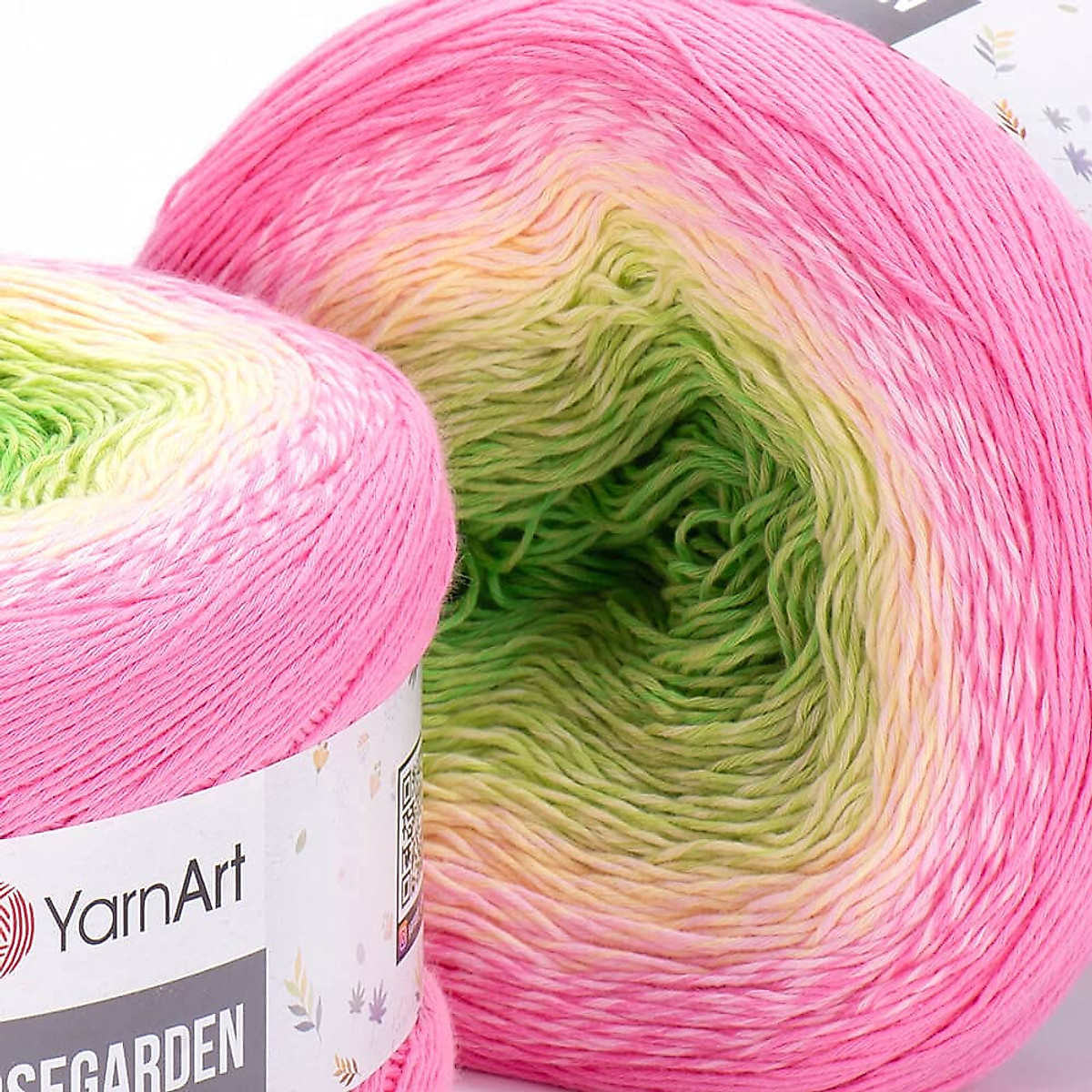 Yarn Art Flowers Rosegarden 100% Cotton 250gr 8.80 oz 1094yds Multicolor Cotton Yarn Rainbow Crochet Yarn Spring Summer (314)