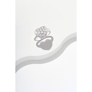 MORGAN & PAIGE .925 Sterling Silver Pavé-Set Cubic Zirconia Heart Ring - Size 7