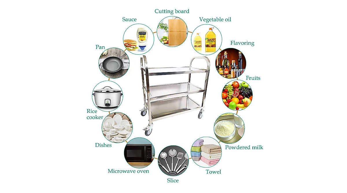 ITINA 3-Tier Stainless Steel Cart - Versatile Kitchen Trolley