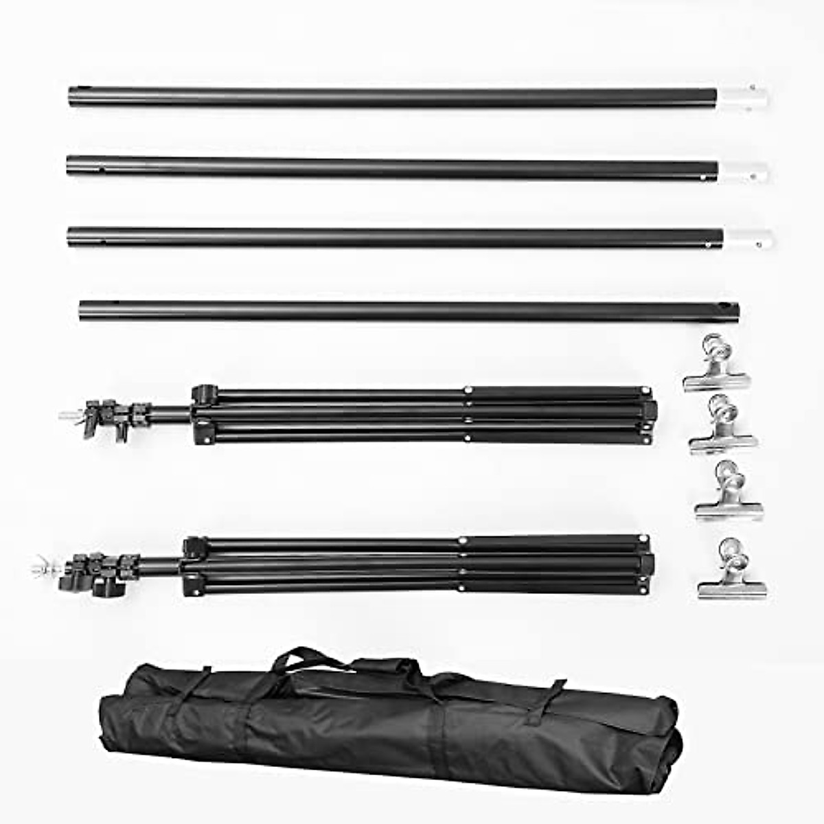 Background Stand-Moclever 6.5x10ft Adjustable Photo Backdrop Support System Kit with Carry Bag-Photography Photo Video Studio-Photo Video Shooting