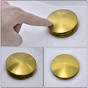 SWHYGER Bathroom Sink Pop Up Drain Without Overflow,Brass Pop Up Sink Drain Assembly Brushed Gold,83606BG.
