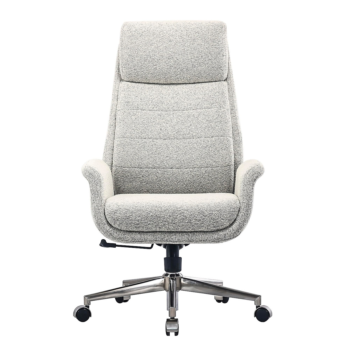 Realspace® Modern Comfort Pizana Bouclé Fabric High-Back Executive Office Chair, Light Sand/Brushed Nickel, BIFMA Compliant