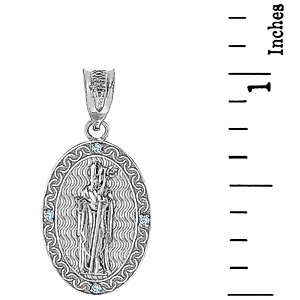 Fine 925 Sterling Silver CZ-Accented Saint Patrick Oval Medal Pendant (1")