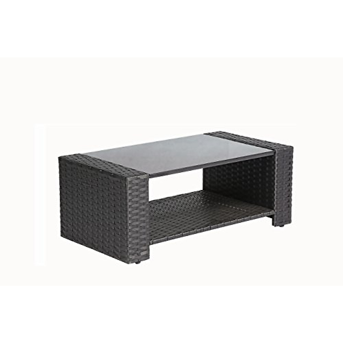 Baner Garden 4 Pieces Outdoor Furniture Complete Patio Cushion Wicker P.E Rattan Garden Set, Full, Black