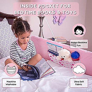 Beautiful Bed Rail for Toddlers (Mom's Choice Award Winner) - with Decorative Cover and Inside Pocket - Toddler Bed Rail Guard for Children Kids, Fits Twin, Full, Queen and King - Standard 43" Pink