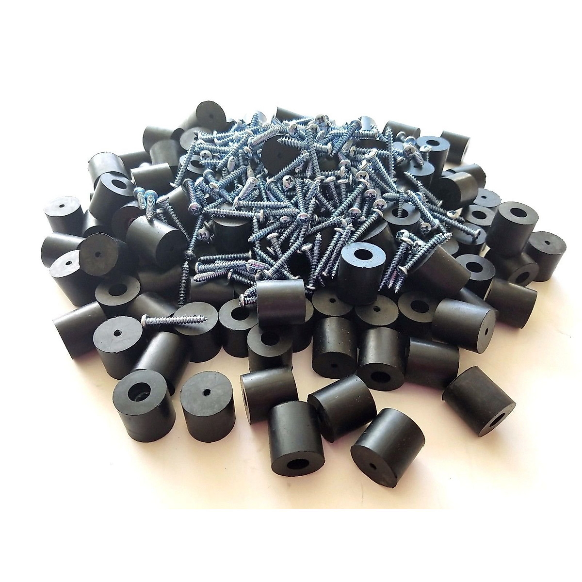 Set of 25 Rubber Bumper Feet 3/4" Diameter x 3/4" Height + Screws & Metal Washer Built-in
