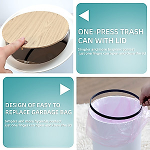 WDPUCHU Bathroom Trash Can with Lid,1.8 Gallon Modern Office Trash Can for Near Desk Bedroom Garbage Can Waste Basket with Push Top,Nordic Small Trash Bin for Living Room,Nursery,Dog Proof Trash Can