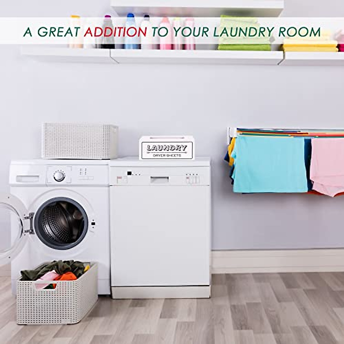 Dryer Sheet Holder Dispenser, Dryer Sheet Container, Dryer Sheets Holder for Laundry, Laundry sheet holder, Wood Dryer Sheet Box, Fabric Softener Sheet Storage Box for Decorations and Organization