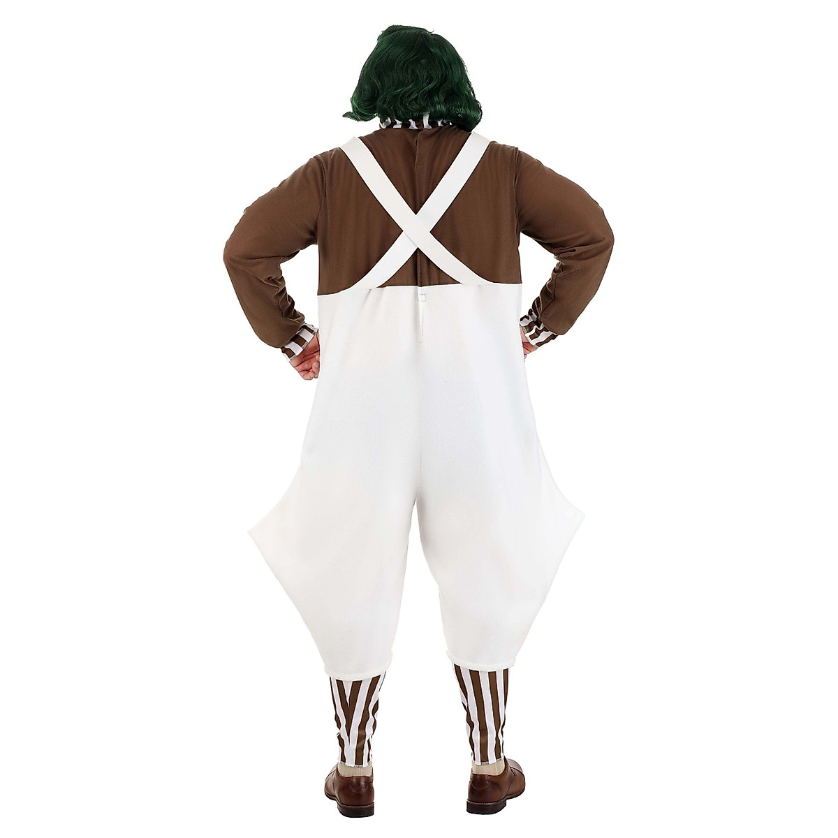 Plus Size Adult Willy Wonka Oompa Loompa Costume, Chocolate Factory Worker Uniform Overalls Outfit for Halloween 5X