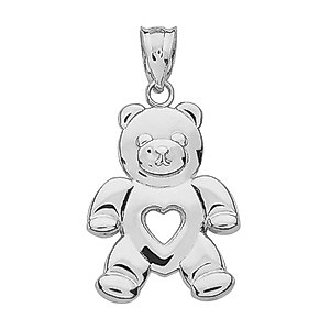 925 Sterling Silver Love Teddy Bear Charm Pendant