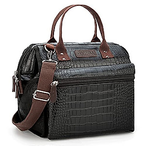JOYHILL Insulated Lunch Bag Women, Cute Adult Lunch Bag, Water Resistant Leakproof Lunch Bag,Lunch Tote Bag for Women,Lunch Bag Women with Adjustable Shoulder Strap,for Work,Outdoor,Black