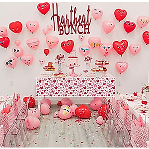 Valentines Day Tablecloth Party Decoration Supplies, Heart Shape Valentines Day Table Cover Happy Valentine's Day Table Decorations - 2PCS